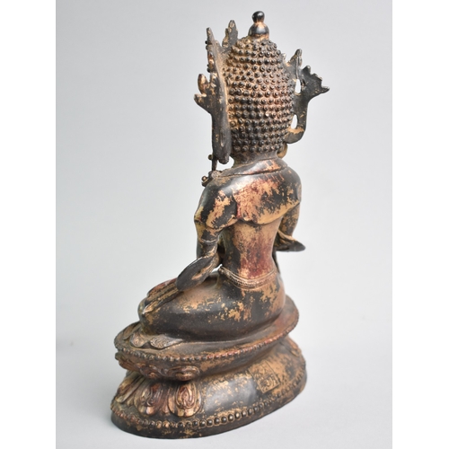 A Patinated Bronze Burmese Crowned and Seated Buddha, Seal Mark Verso ...