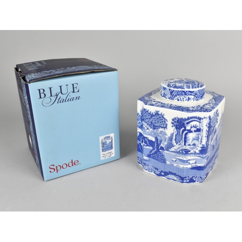 A Contemporary Spode Blue Italian Tea Caddy, 14.5x11.5cm, with Box