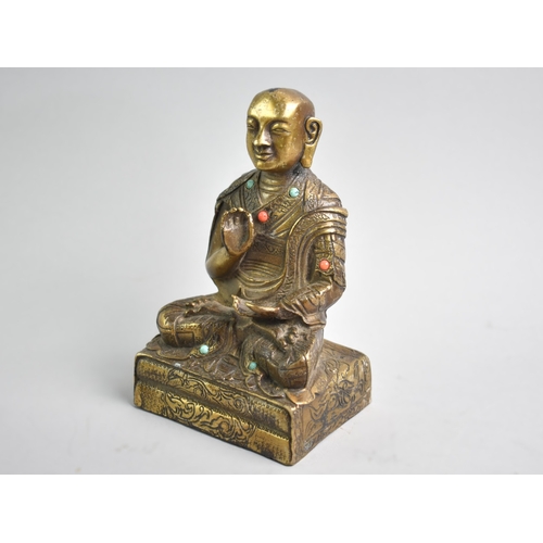 A Jewelled Bronze Tibetan Buddhist Seated Buddha, Seal Mark Verso ...