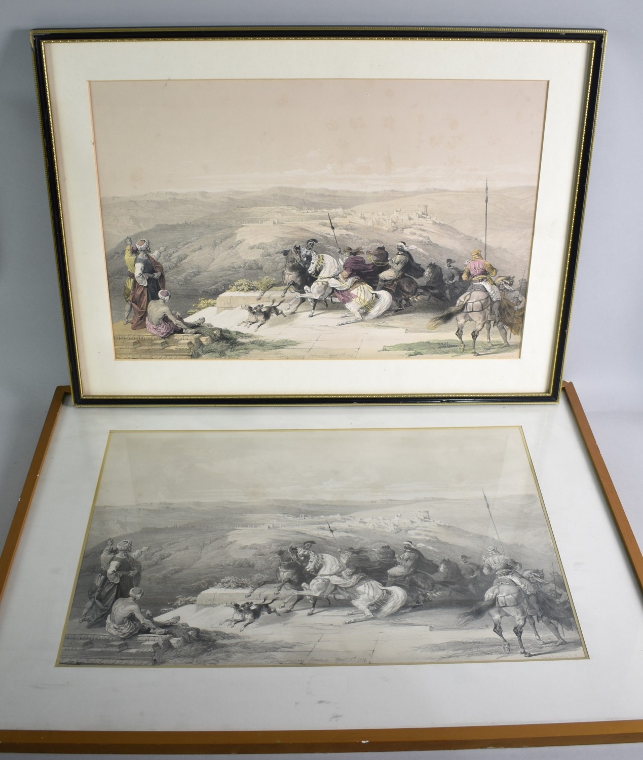 Two Framed Engravings, One Coloured, "Sabaste, Ancient Samaria" After ...