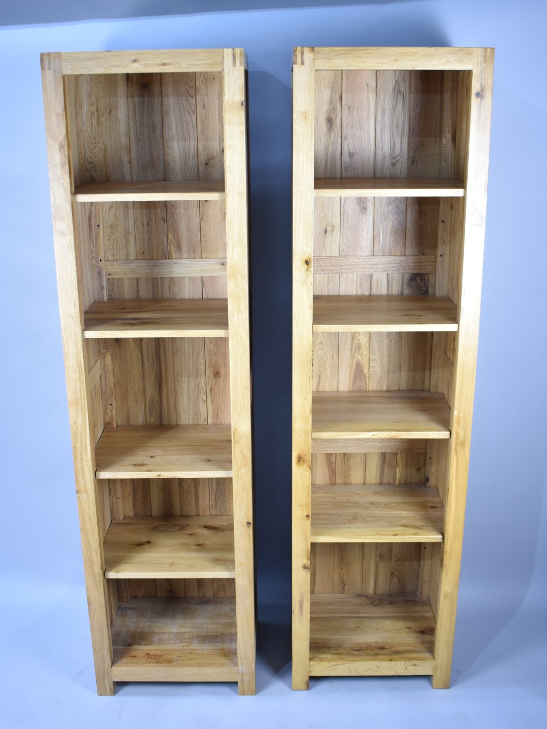 A Pair of Narrow Five Shelf Storage Units, 45cms Wide and 175cms High