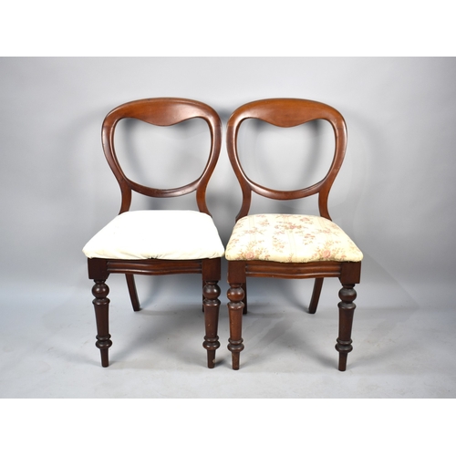 A Pair of Late Victorian Balloon Back Serpentine Fronted Side Chairs