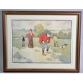 A Framed Golfing Print after Victor Venner 'The Lucky Dog', 37x27cms