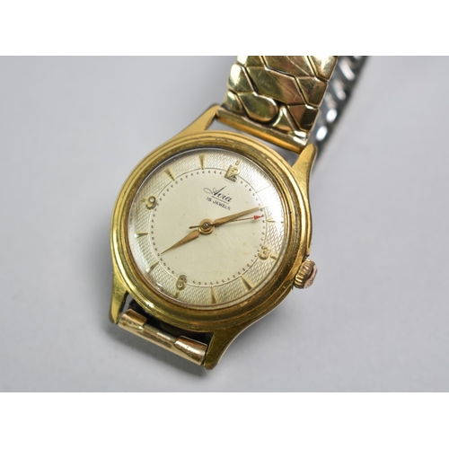 An Avia 15 Jewel Manual Wristwatch, Gold Plated Case on a Gold Plated ...