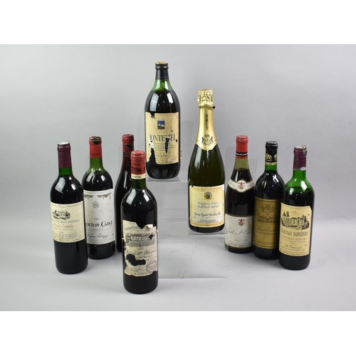 A Collection of Nine Bottles of Red and Sparkling Wines