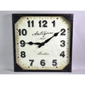 A Large Reproduction Metal Framed Wall Hanging Square Clock with ...