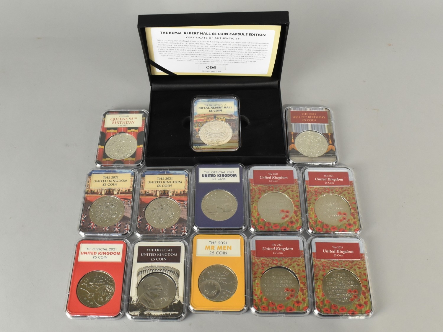 A Collection of the United Kingdom Capsulated £5 Coins