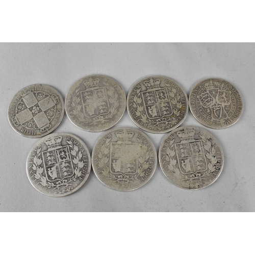 A Collection of Victorian Silver Coins to Comprise Five Young Head Half ...