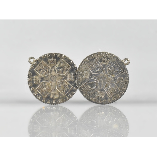 Two George III Silver Sixpence Coins, both with Loop Mounts