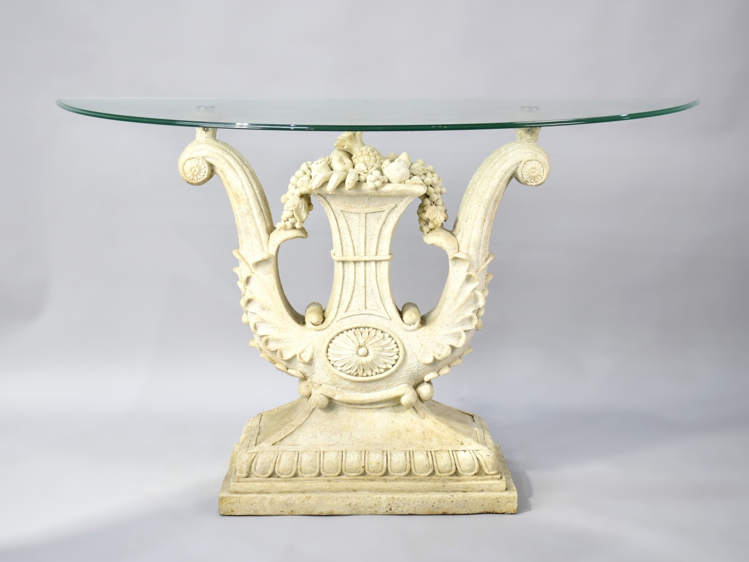A Contemporary Demilune Side Table with Classical Style Urn and Fruit ...
