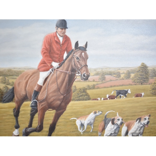 A Large Gilt Framed Oil on Canvas by John Brian Evanson, Hunting Scene ...