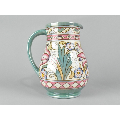 A Charlotte Rhead for Bursley Ware Jug, Tulips Pattern, 19cm high