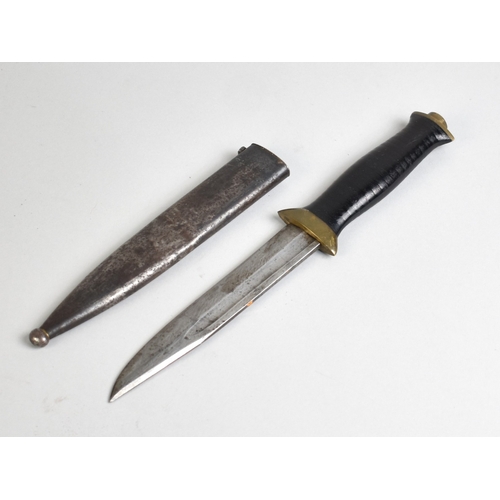 A WW2 Period Fighting Knife With Single Fullered Blade and Brass Guard ...