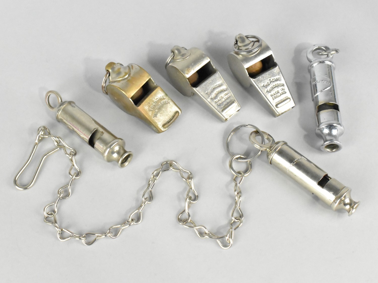 A Collection of Whistles to include Three Acme Thunderers, Acme Referee ...
