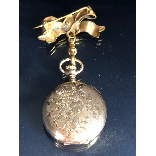 14ct Gold Ladies Fob Watch by USA maker Waltham with white dial and ...
