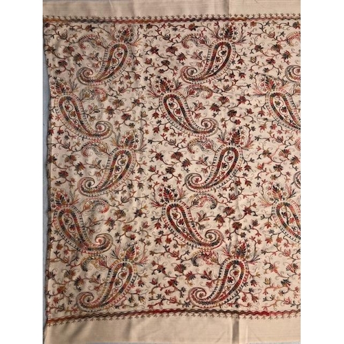 Oriental embroidery wool shawl, Kashmir patterns approximately 223 x 100cm