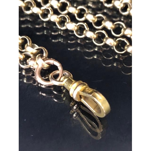 9ct Long hallmarked Gold chain of circular links approx 76cm in total ...