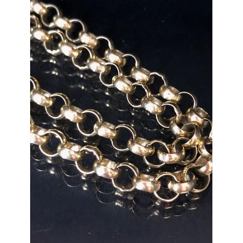 9ct Long hallmarked Gold chain of circular links approx 76cm in total ...
