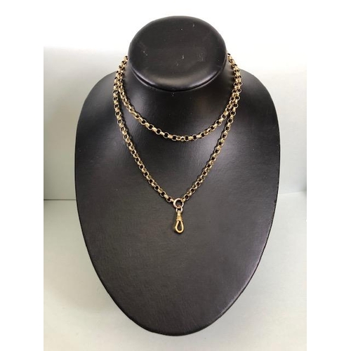 9ct Long hallmarked Gold chain of circular links approx 76cm in total ...
