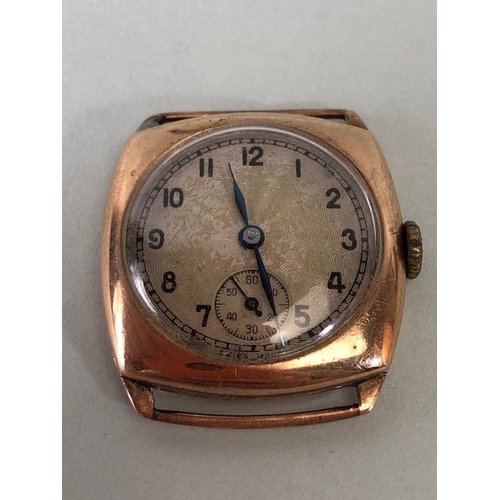 9ct Gold watch by Vertex Revue on a 9ct Gold strap (A/F) and a 9ct Gold ...