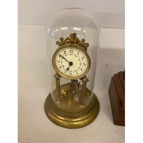 Antique Clocks, continental brass dome clock along with an oak cased ...