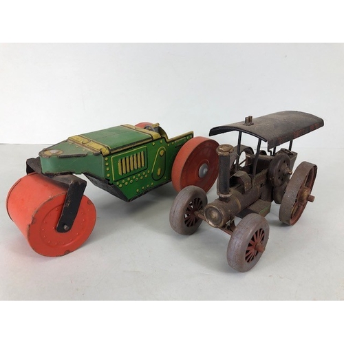 A Bing Vintage model Traction and stationary engine interest, tin plate ...