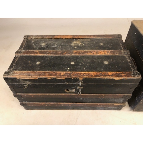 Wooden travel storage trunks x 2 both painted black