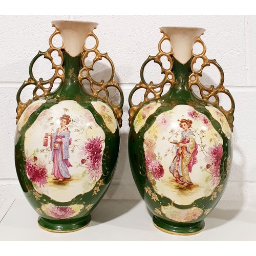A pair of late 19th century St Louis Artware vases, hand finished with ...
