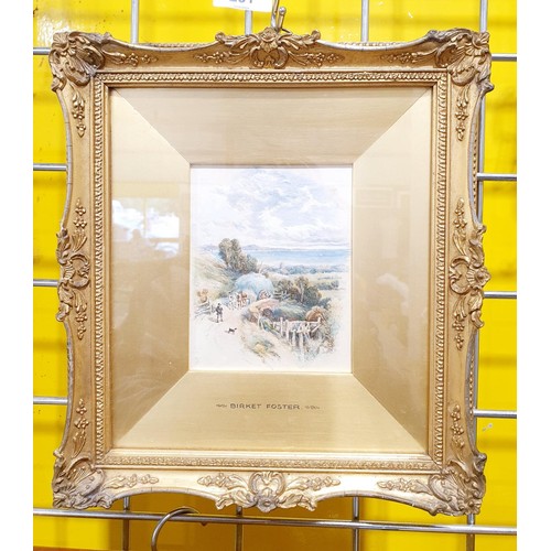 Myles Birket Foster: watercolour depicting a hay wain, monogrammed ...