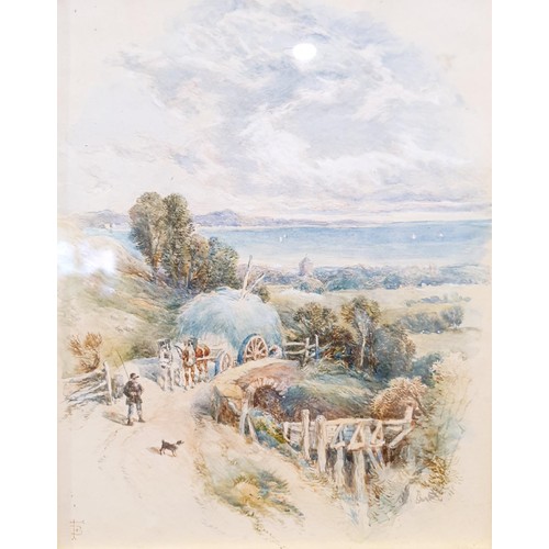 Myles Birket Foster: watercolour depicting a hay wain, monogrammed ...