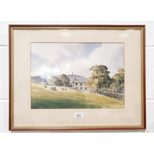 Donald Crossley: a watercolour drawing depicting a house below Stoodley ...