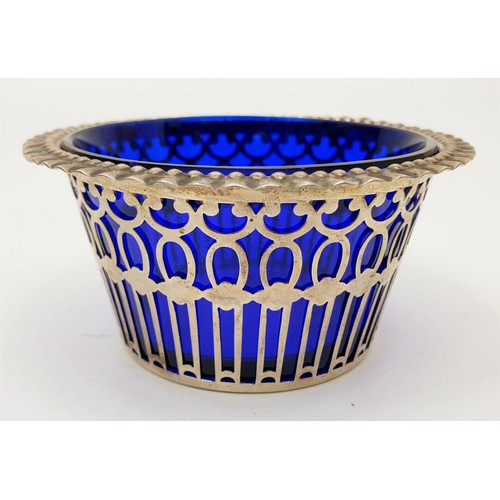 A hallmarked silver pierce work basket, weight 43g, diameter 9.5cm ...