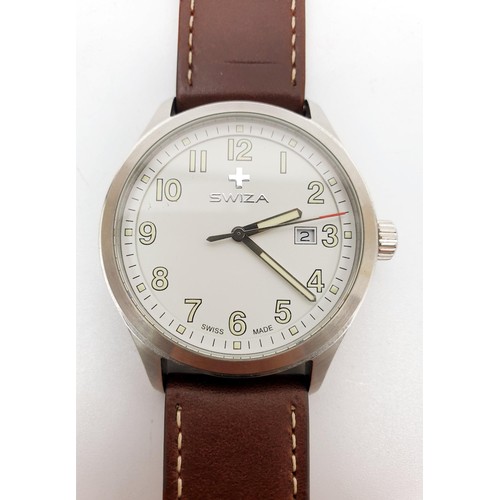 A gentleman's stainless steel quartz Swiza wrist watch. UK shipping £14.