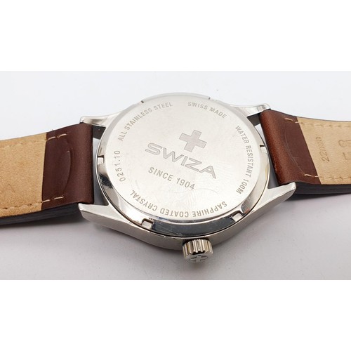 A gentleman's stainless steel quartz Swiza wrist watch. UK shipping £14.
