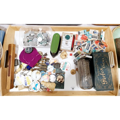 A tray of collectables. UK shipping £14.