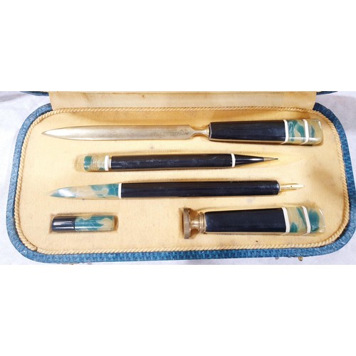A vintage French Bakelite desk set. UK shipping £14.