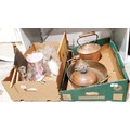 Two boxes including copperware, glass and ceramics. No shipping. Arrange collection or your own pack