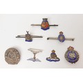 Seven silver badges: RAF, Royal Artillery, Medical Corps, Royal Corps ...