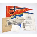 HMS Adamant, HMS Indomitable and Norway pennants with ephemera from HMS ...