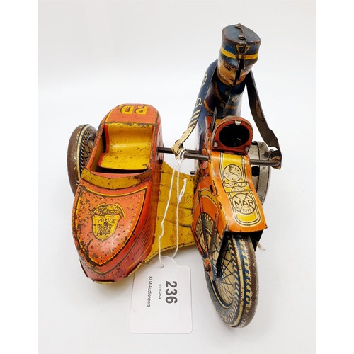 A vintage Louis Marx Toys clockwork tin plate "Police Siren Squad ...