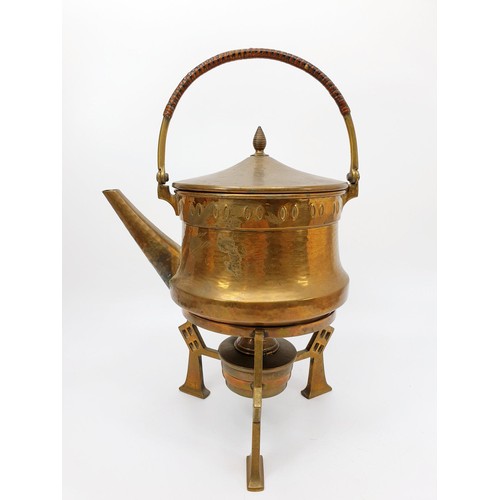 An antique brass WMF Arts and Crafts spirit kettle, height 24cm. UK ...