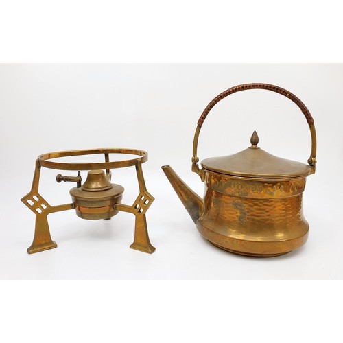 An antique brass WMF Arts and Crafts spirit kettle, height 24cm. UK ...