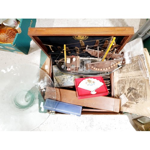 A box of assorted including a brass spirit lamp by Brown Bros Ltd ...