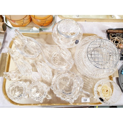 A selection of glass animals and cut crystal glassware. No shipping ...