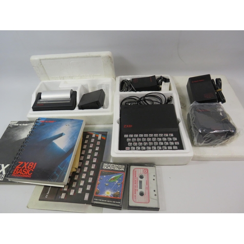 Sinclair zx81 vintage games console with printer, 3 adaptors, 2 games ...