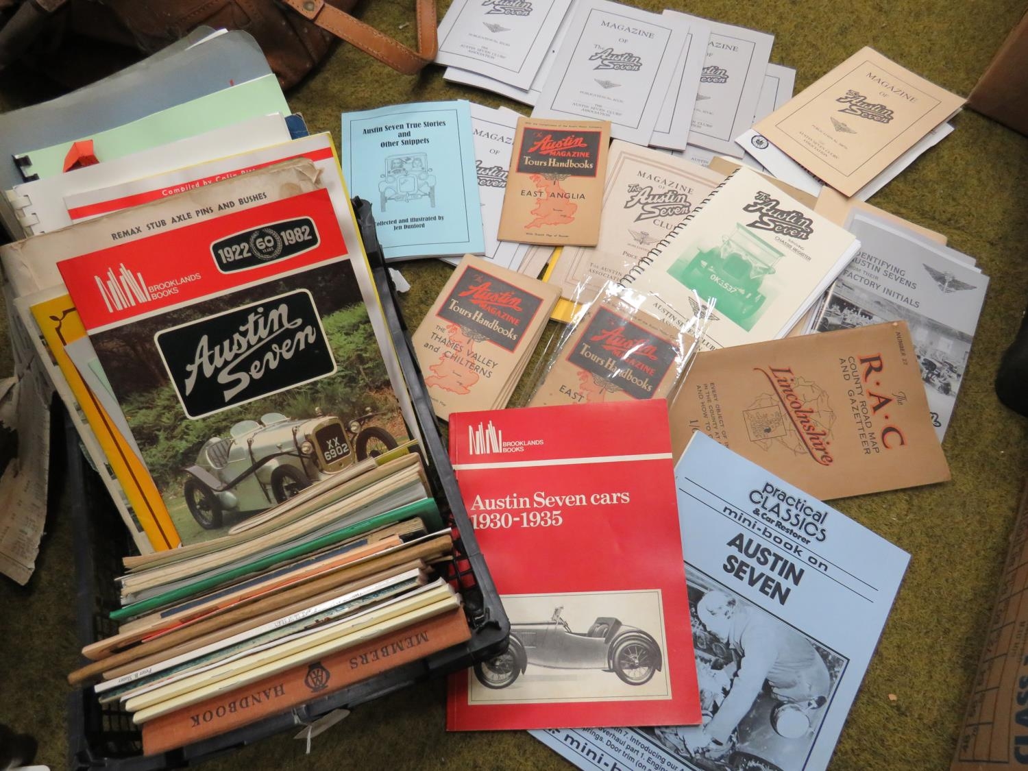 Large tray of Austin Seven books, booklets Owners club booklets ...