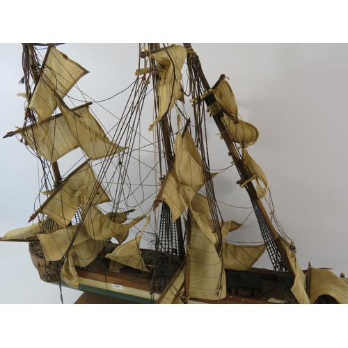 Large wooden model clipper ship "1845 Rainbow" Does need some TLC.
