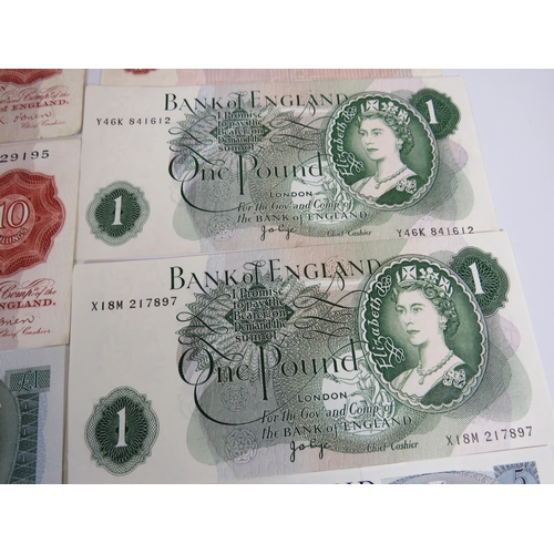 11 Vintage british bank notes all in good condition and most are unfolded