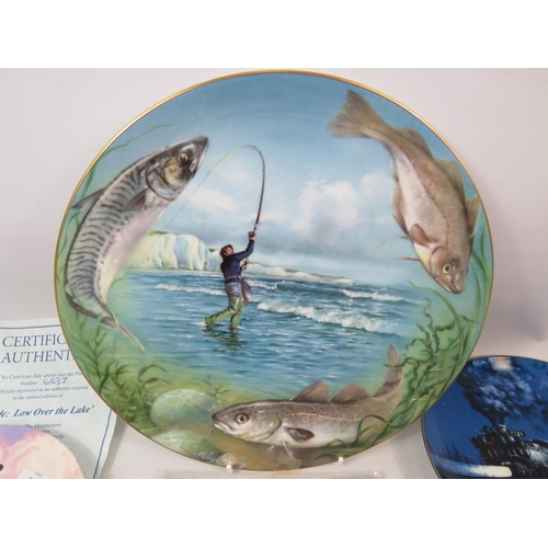 6 Various collectors plates, Coalport fishing plate. Dambusters ...