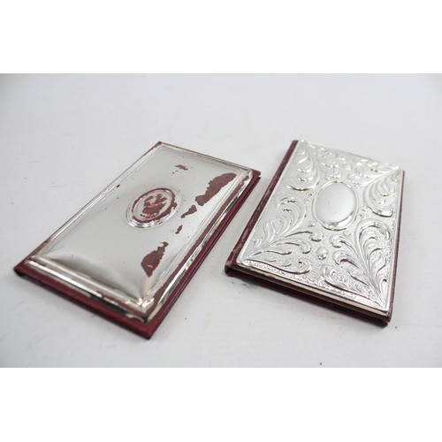 2 x Vintage Stamped .925 STERLING SILVER Cover Notebooks 201g 631266